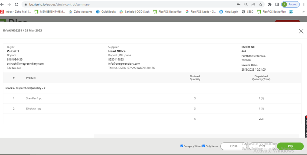 How can I generate invoice of incoming order ? - Rise POS - The most ...